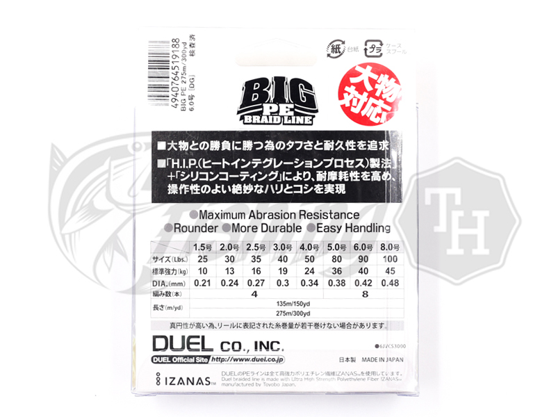 สาย PE DUEL BIG PE BRAID LINE PE6(90LB)ม้วน 300 หลา สีน้ำเงิน ราคา ...